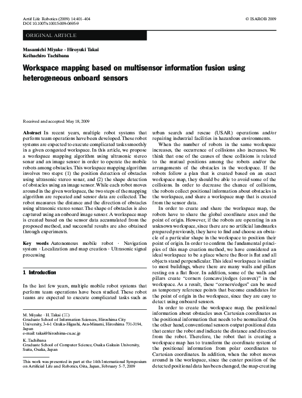 (PDF) Workspace mapping based on multisensor information fusion using heterogeneous onboard sensors