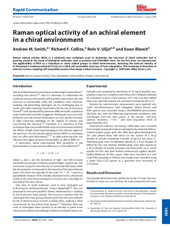 (PDF) Raman optical activity of an achiral element in a chiral environment