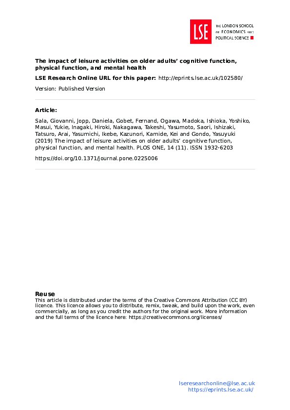 (PDF) The Impact of Leisure Activities on Older Adults’ Cognitive Function, Physical Function ...