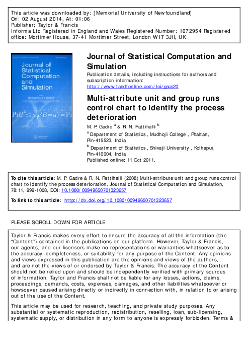 (PDF) Multi-attribute unit and group runs control chart to identify the process deterioration