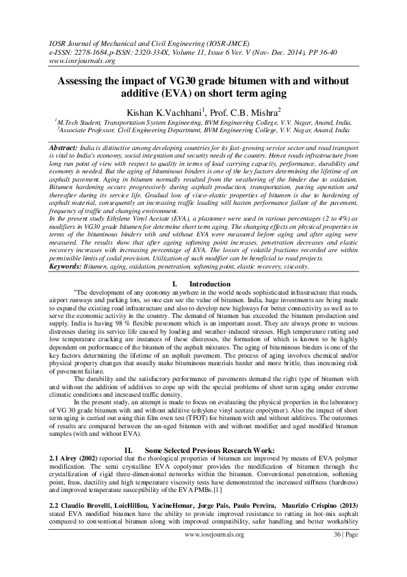 (PDF) Assessing the impact of VG30 grade bitumen with and without ...