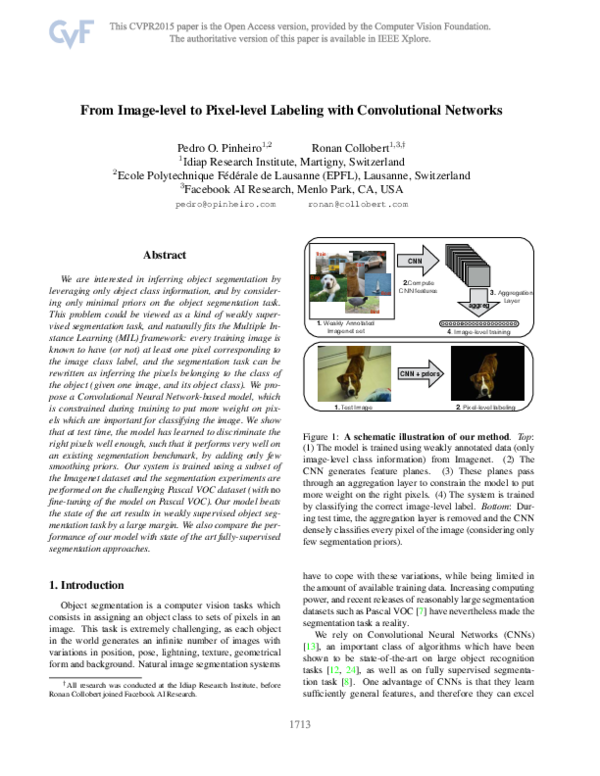 (PDF) From image-level to pixel-level labeling with Convolutional Networks