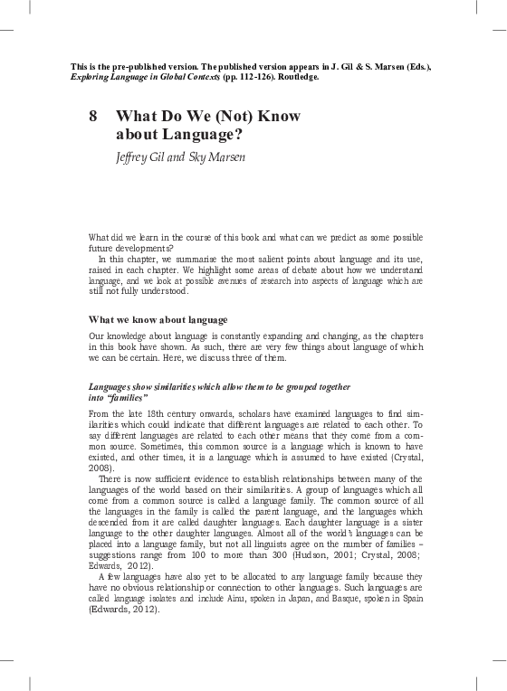 (PDF) What Do We (Not) Know about Language