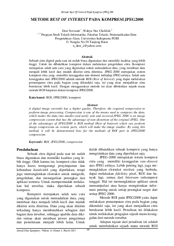 (PDF) Metode Rest of Interest Pada Kompresi JPEG200 | Desi Novianti ...