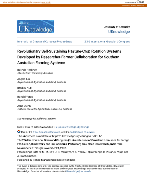 (PDF) Revolutionary Self-Sustaining Pasture-Crop Rotation Systems ...