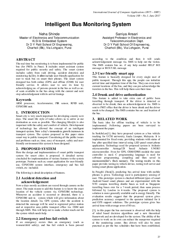 (PDF) Intelligent Bus Monitoring System