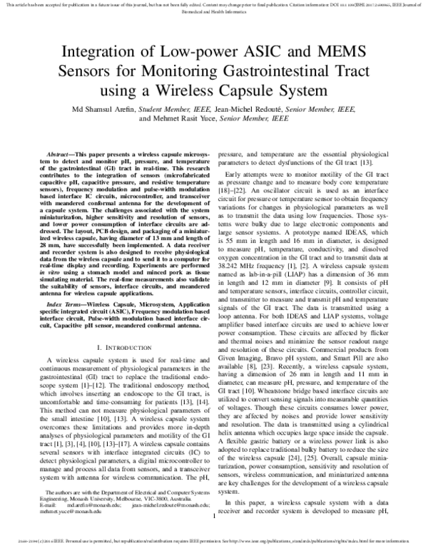 (PDF) Integration of Low-power ASIC and MEMS Sensors for Monitoring ...
