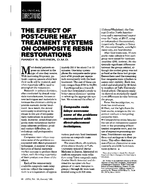 (PDF) The effect of post-cure heat treatment systems on composite resin ...