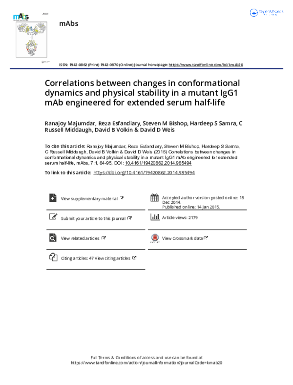 (PDF) Correlations between changes in conformational dynamics and ...