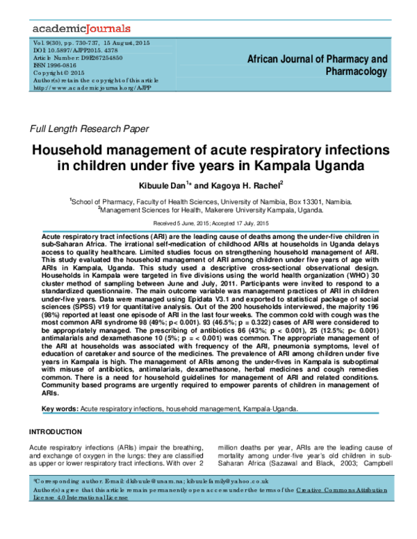 (PDF) Household management of acute respiratory infections in children ...