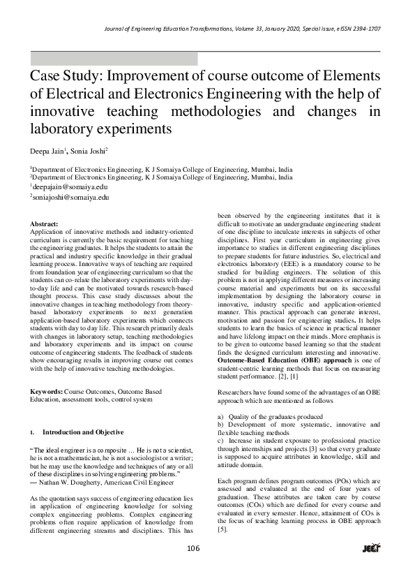 (PDF) Case Study: Improvement of Course Outcome of Elements of Electrical and Electronics ...