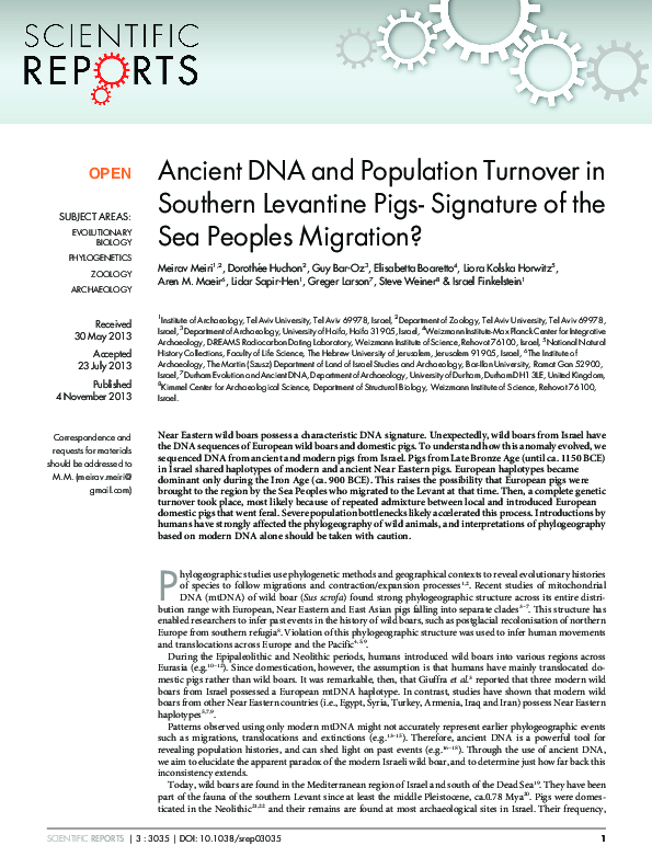 (PDF) Ancient DNA and population turnover in southern levantine pigs ...