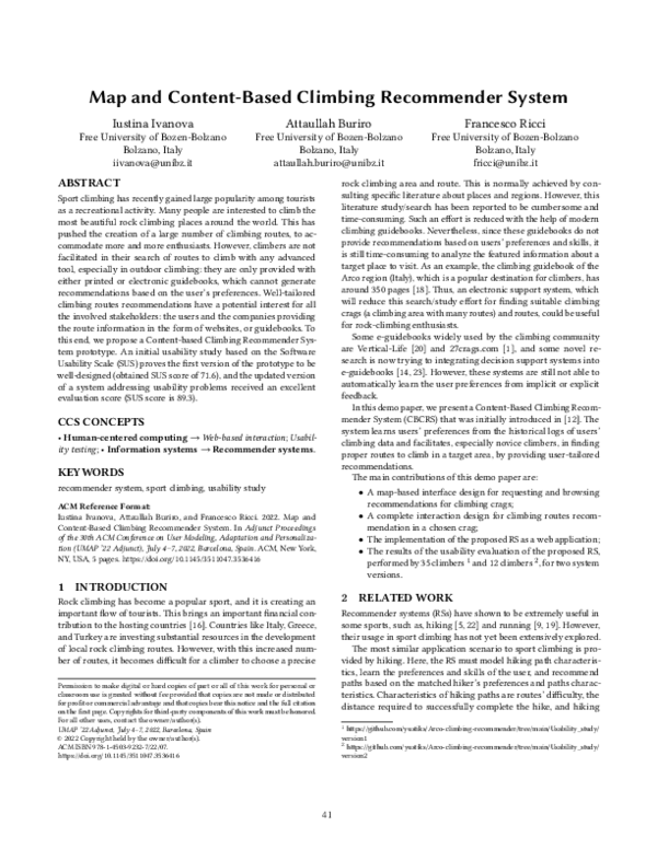 (PDF) Map and Content-Based Climbing Recommender System | Attaullah Buriro - Academia.edu