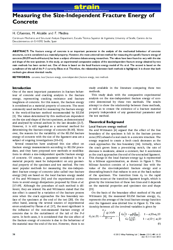 Pdf Measuring The Size Independent Fracture Energy Of Concrete