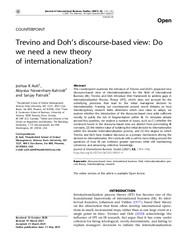 (PDF) Trevino and Doh’s discourse-based view: Do we need a new theory ...