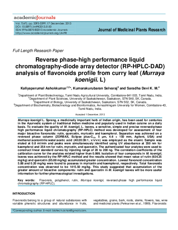 (PDF) Reverse phase-high performance liquid chromatography-diode array detector (RP-HPLC-DAD ...