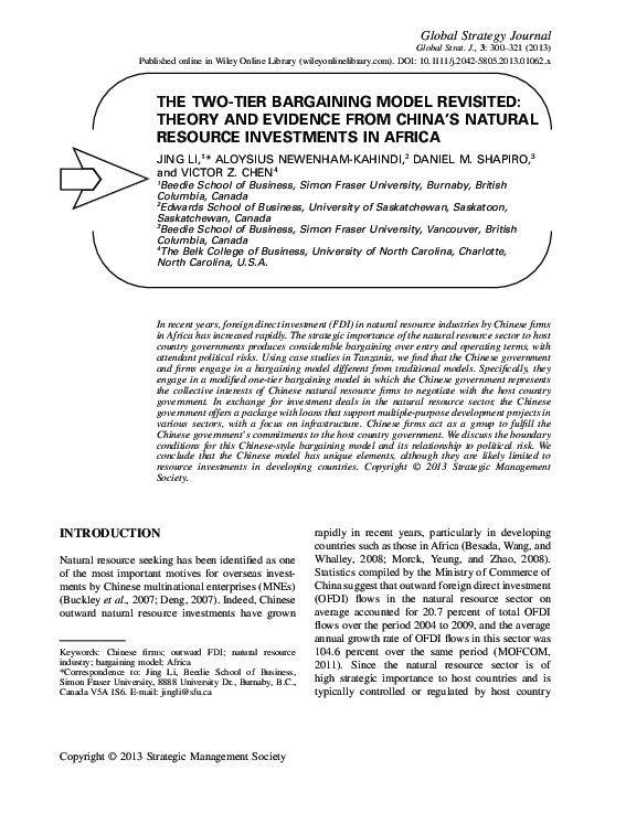 (PDF) The Two-Tier Bargaining Model Revisited: Theory and Evidence from ...