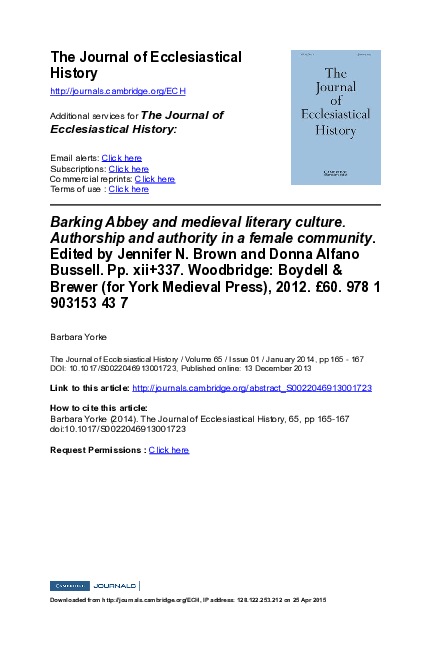 (PDF) Barking Abbey and Medieval Literary Culture: Authorship and ...