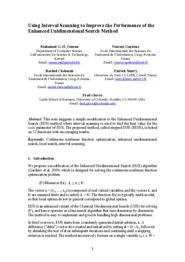 (PDF) Using Interval Scanning to Improve the Performance of the Enhanced Unidimensional Search ...