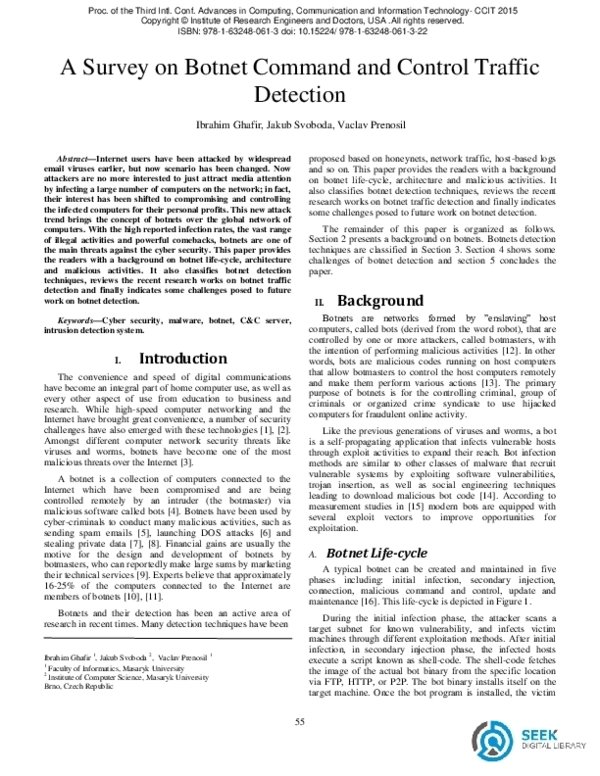 Pdf A Survey On Botnet Command And Control Traffic Detection