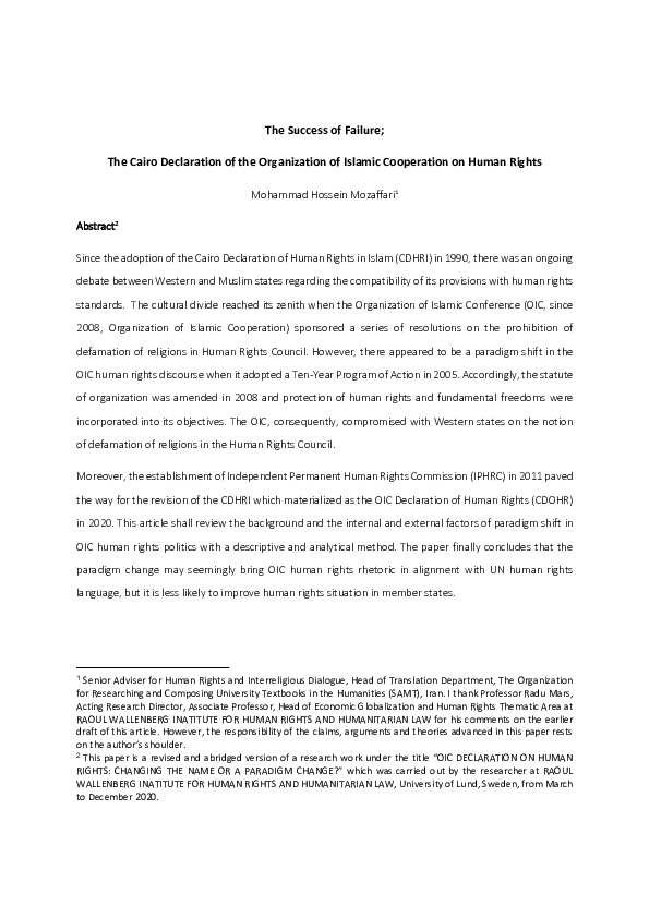 (PDF) The Success of Failure; The Cairo Declaration of the Organization ...