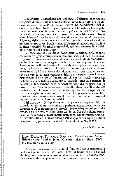 (PDF) Larry Diamond, Developing Democracy. Toward Consolidation ...