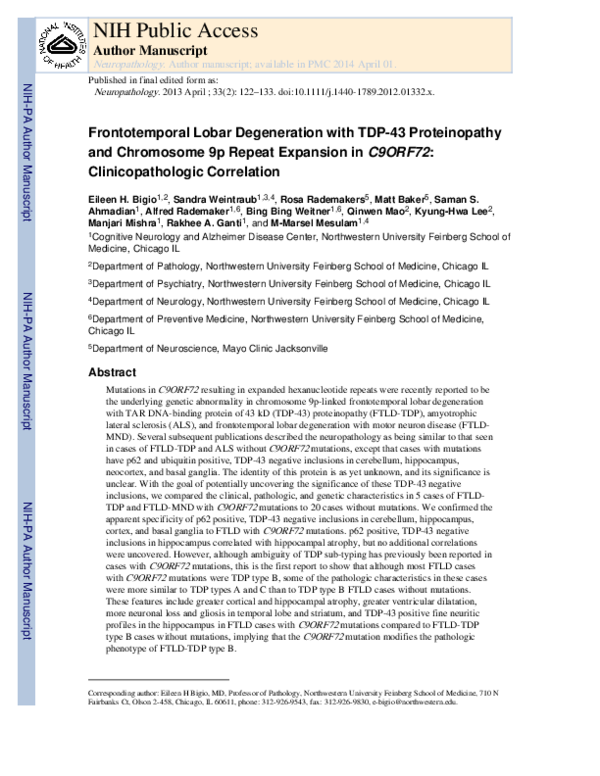 (PDF) Frontotemporal lobar degeneration with TDP-43 proteinopathy and ...