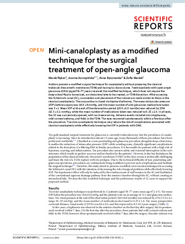 (PDF) Mini-canaloplasty as a modified technique for the surgical ...