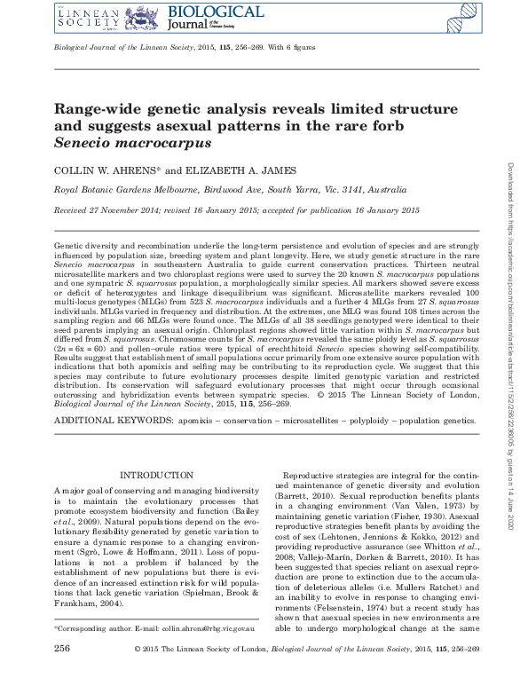 (PDF) Range-wide genetic analysis reveals limited structure and ...