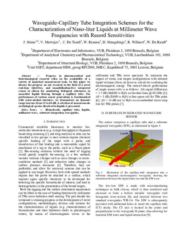 (PDF) Waveguide-capillary tube integration schemes for the characterization of nano-liter ...