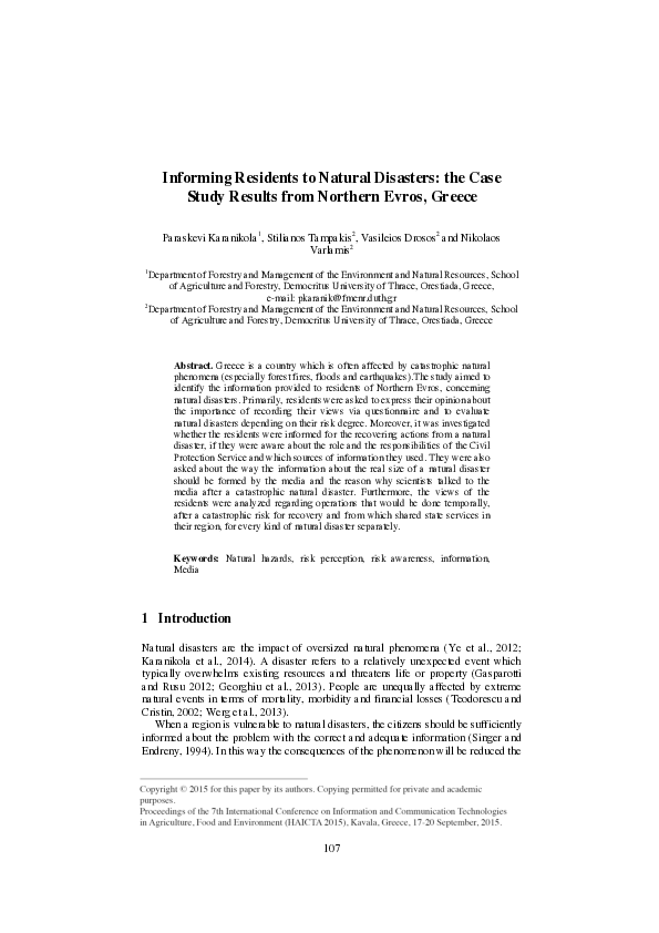 (PDF) Informing Residents to Natural Disasters: the Case Study Results ...