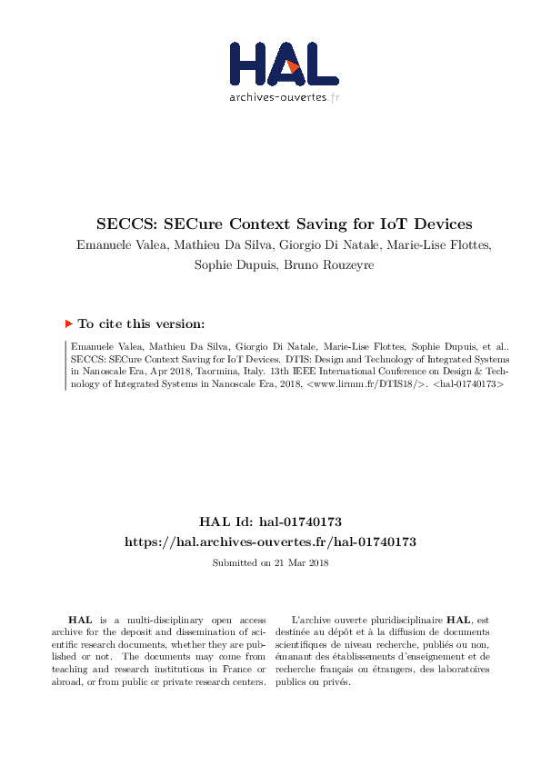 Pdf Seccs Secure Context Saving For Iot Devices Seccs Secure Context Saving For Iot Devices
