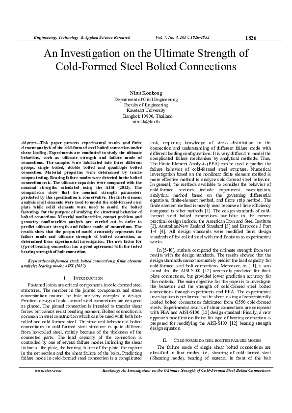 (PDF) An Investigation on the Ultimate Strength of Cold-Formed Steel ...