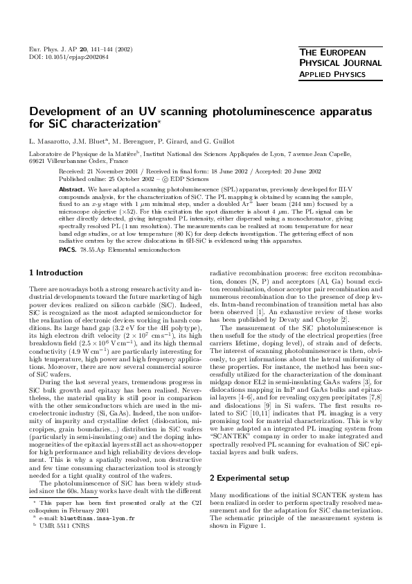 (PDF) Development of an UV scanning photoluminescence apparatus for SiC ...