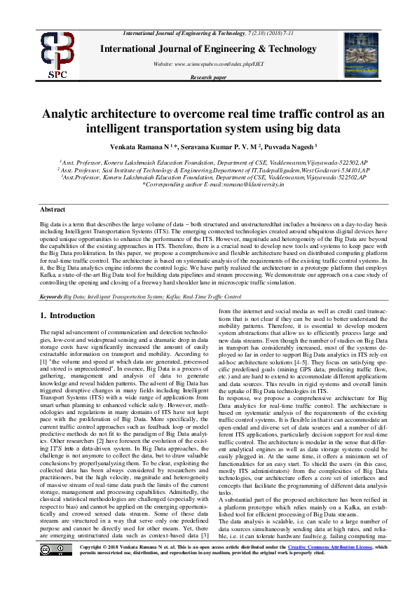 Pdf Analytic Architecture To Overcome Real Time Traffic Control As An Intelligent