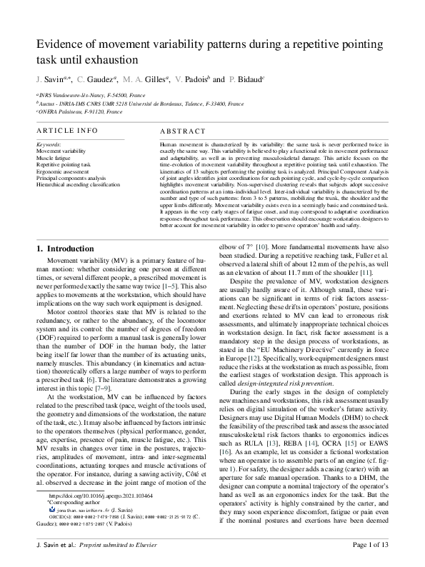(PDF) Evidence of movement variability patterns during a repetitive ...