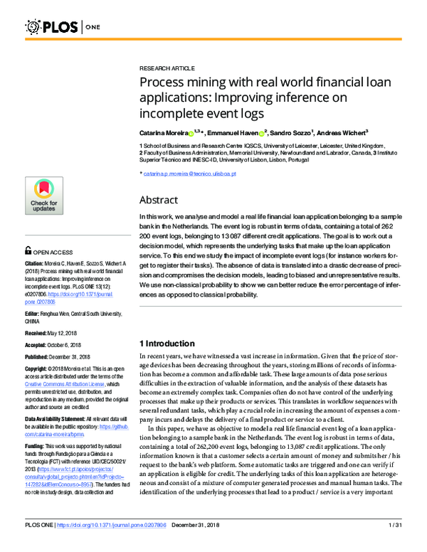 (PDF) Process mining with real world financial loan applications: Improving inference on ...