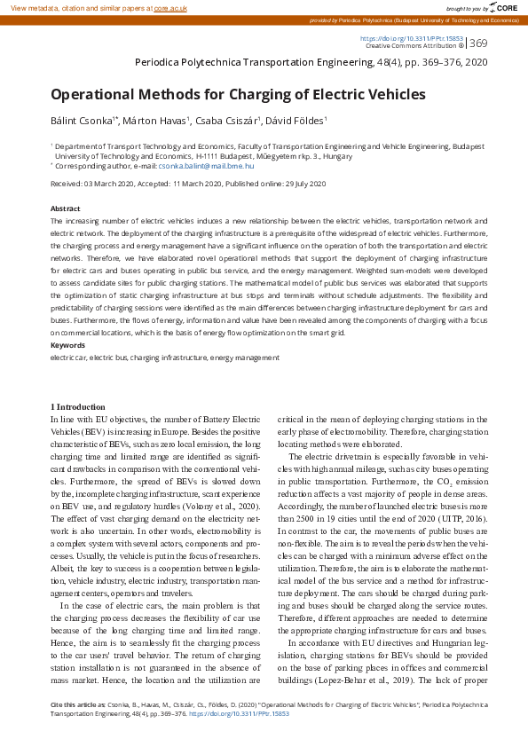 (PDF) Operational Methods for Charging of Electric Vehicles