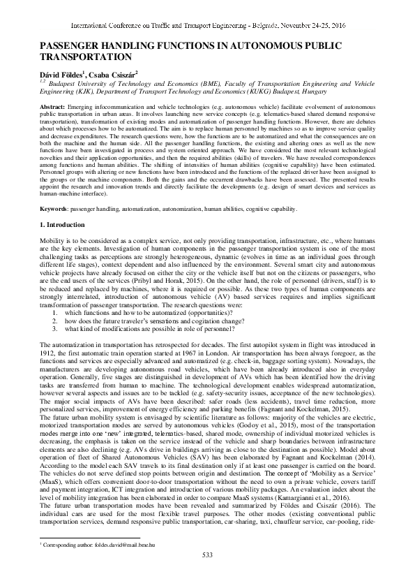 (PDF) Passenger Handling Functions in Autonomous Public Transportation