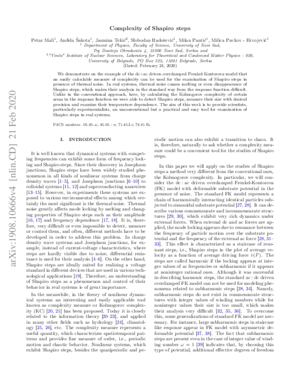 (PDF) Complexity of Shapiro steps | Jasmina Tekic - Academia.edu