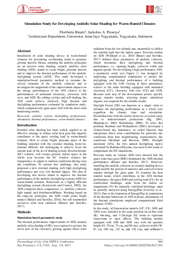 (PDF) Simulation Study for Developing Anidolic Solar Shading for Warm ...