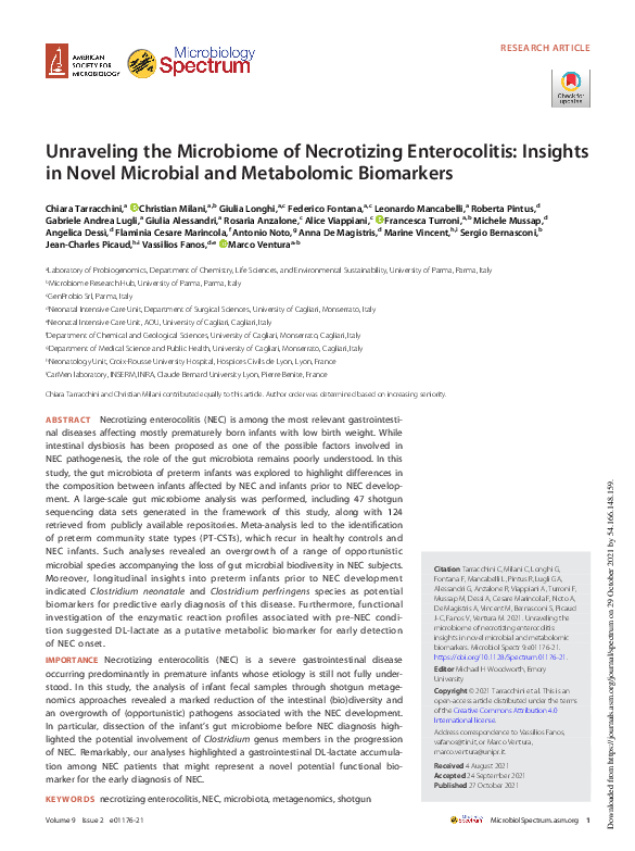 (PDF) Unraveling the Microbiome of Necrotizing Enterocolitis: Insights in Novel Microbial and ...