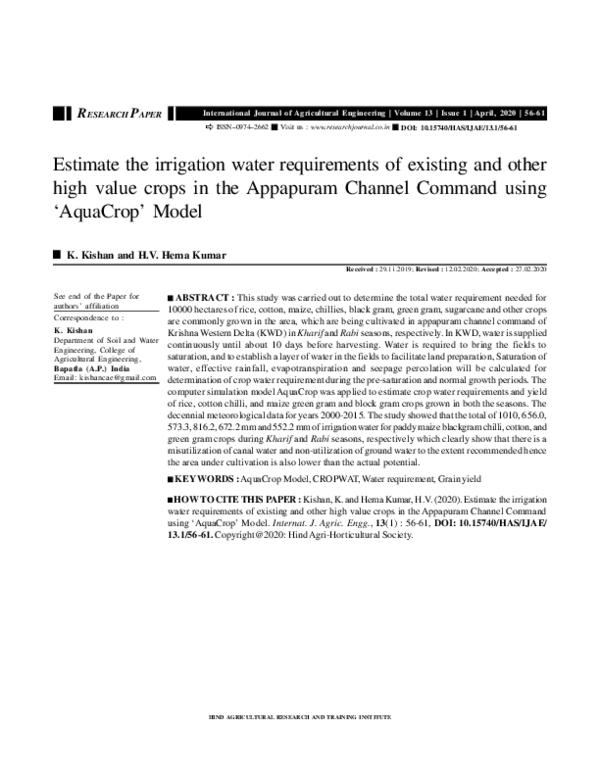 (PDF) Estimate the irrigation water requirements of existing and other ...