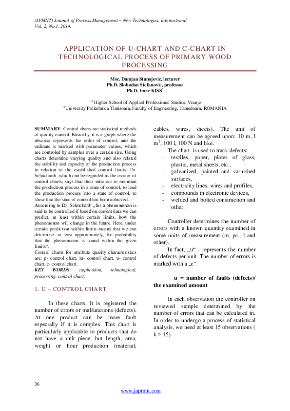 PDF Application Of U Chart And C Chart In Technological Process Of PDF Application Of U Chart And C Chart In Technological Process Of