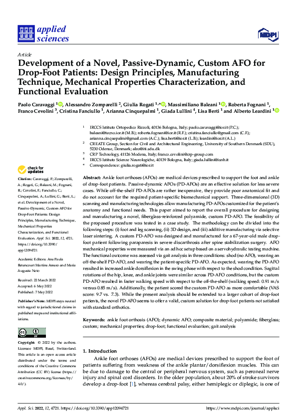(PDF) Development of a Novel Passive-Dynamic Custom AFO for Drop-Foot ...
