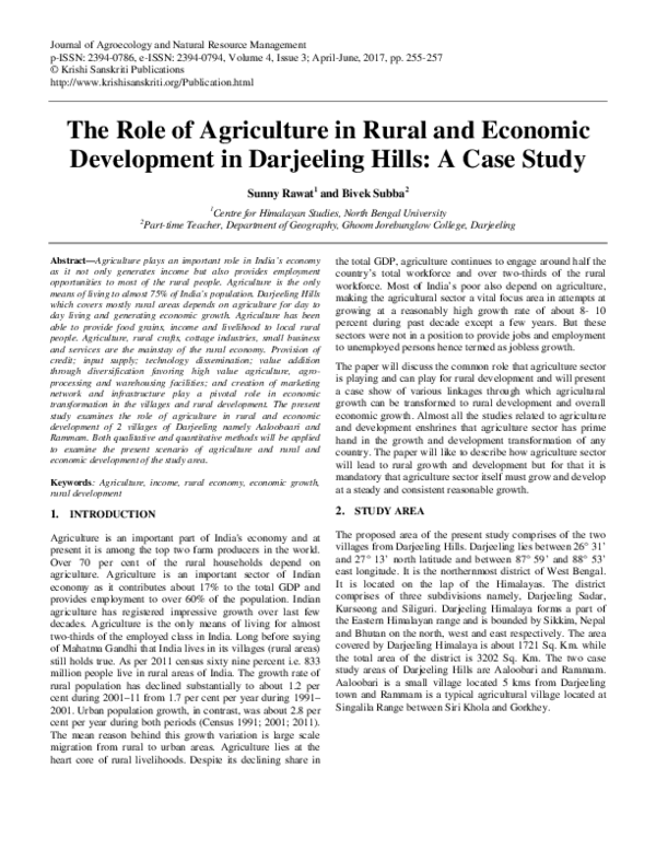 (PDF) The Role of Agriculture in Rural and Economic Development in ...
