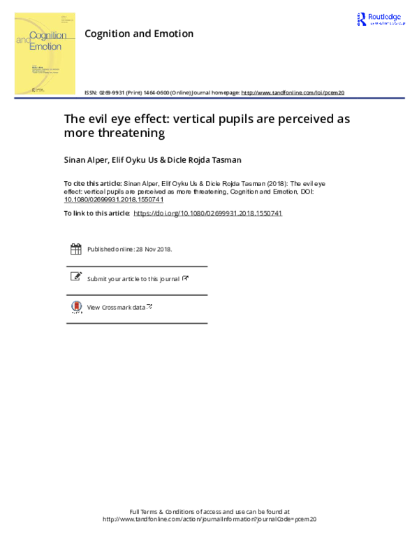 (PDF) The evil eye effect: vertical pupils are perceived as more ...