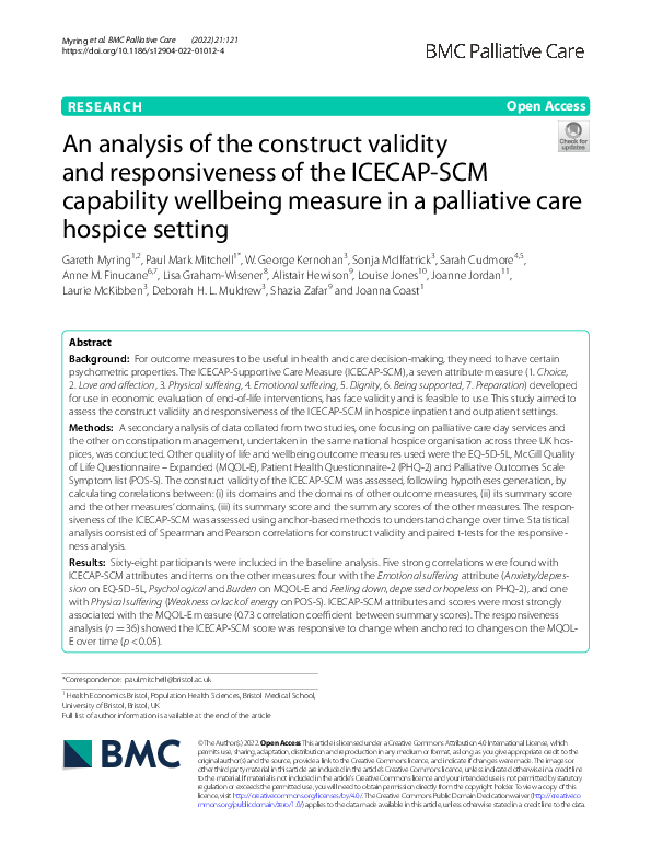 (PDF) An analysis of the construct validity and responsiveness of the ...