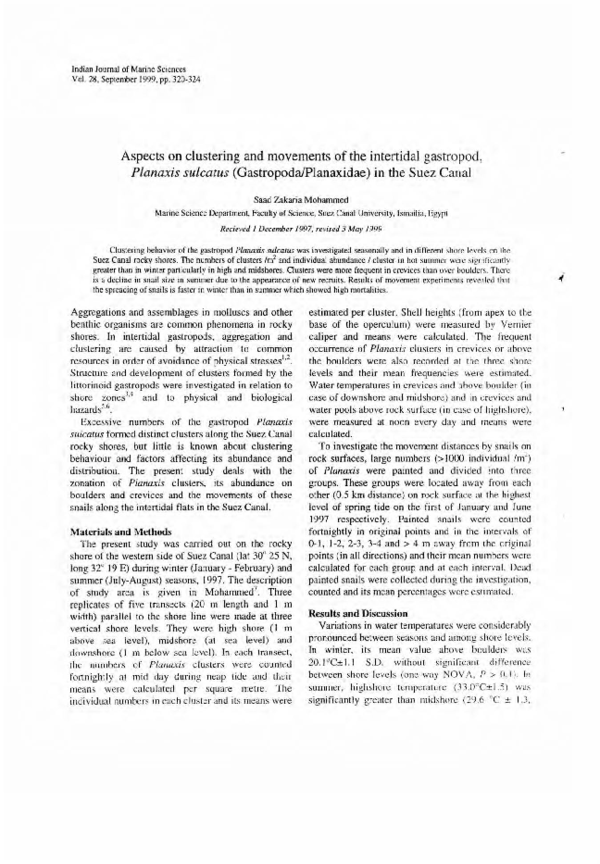 (PDF) Aspects on clustering and movements of the intertidal gastropod ...