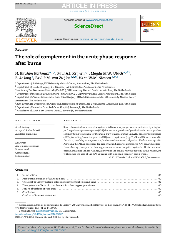 (PDF) The role of complement in the acute phase response after burns